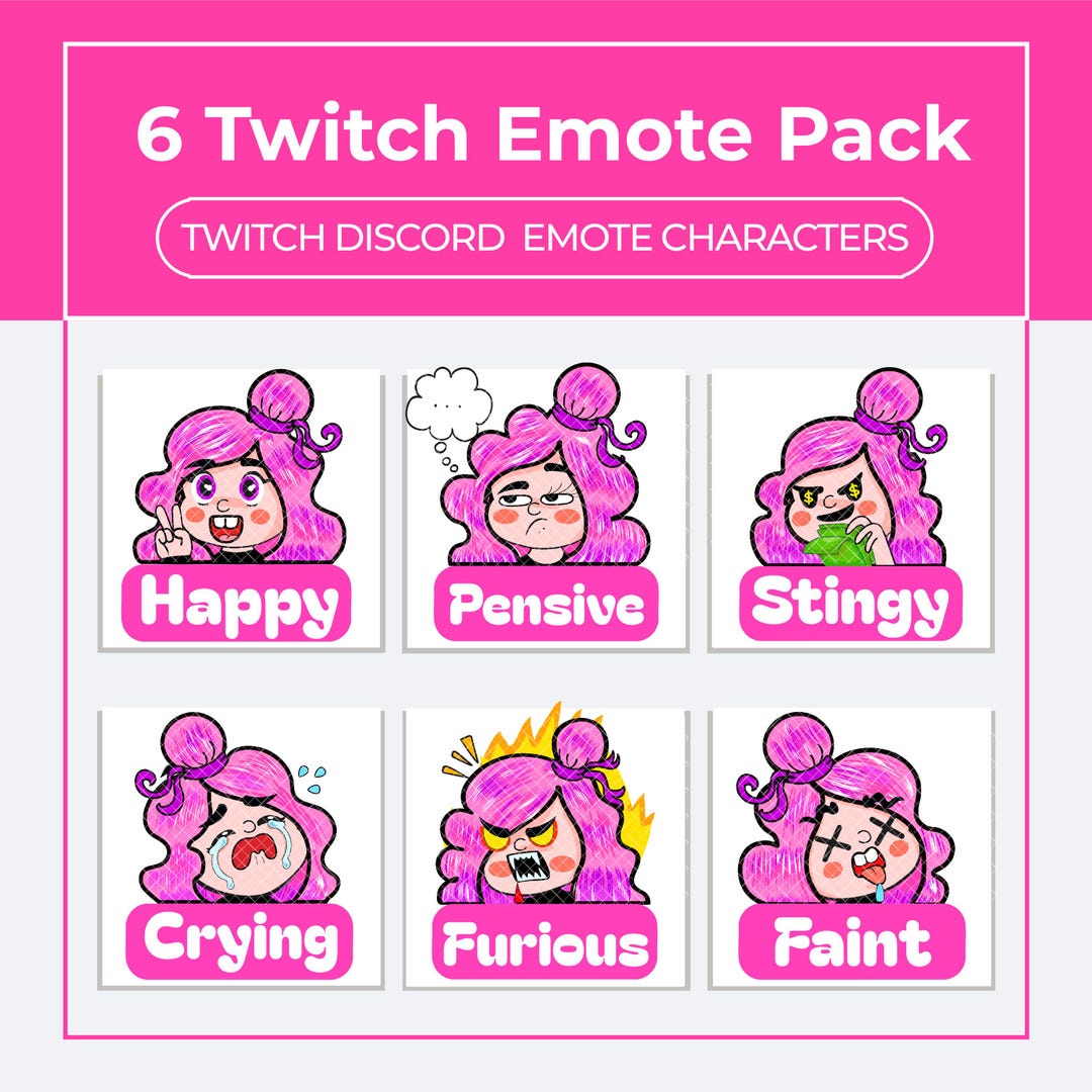 6 Twitch Emote Pack ,twitch, Discord, Emote Pack, Emoji, Stickers,emote ...