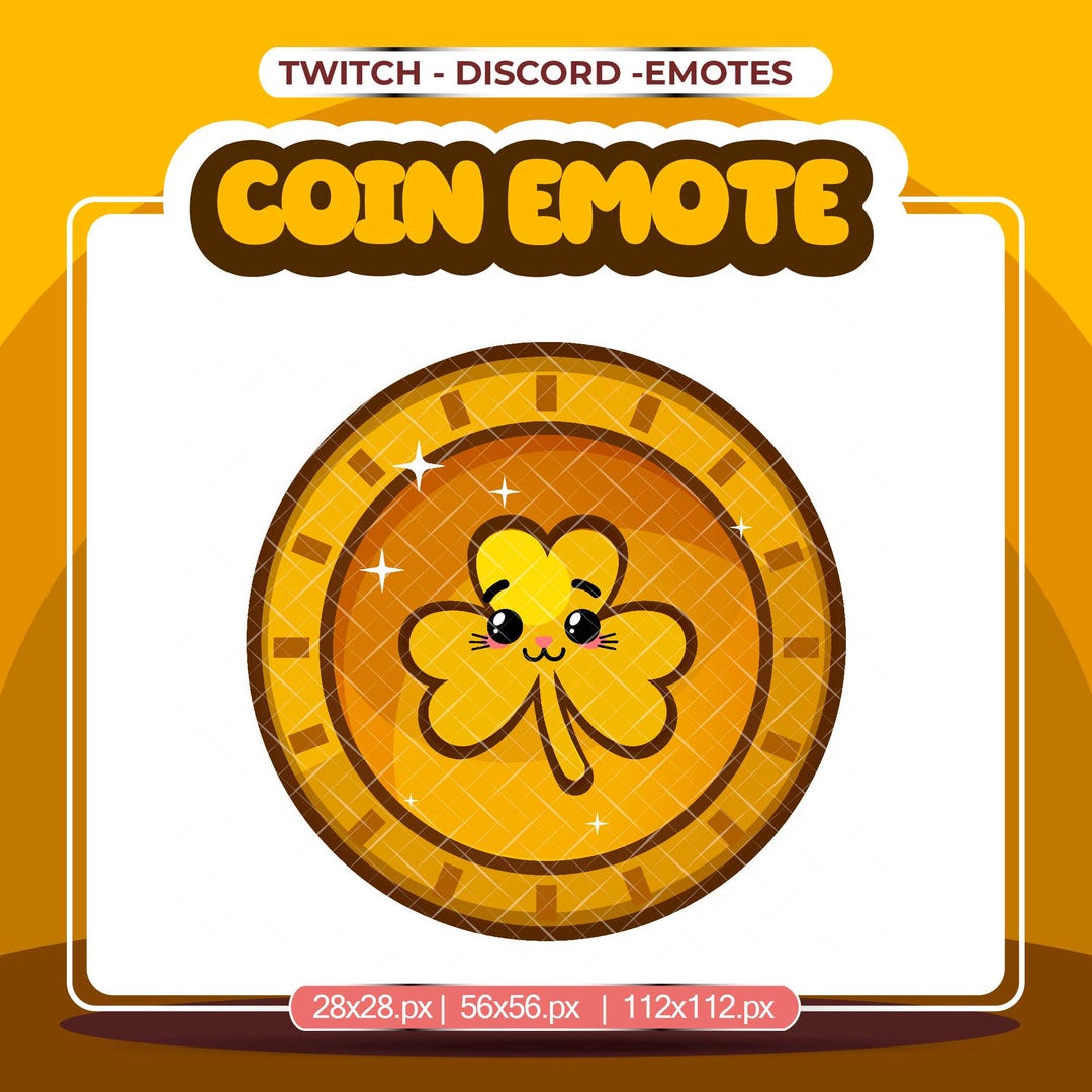 Kawaii Lucky Coin Emote | Cute Clover Emoji for Twitch & Discord - Etsy