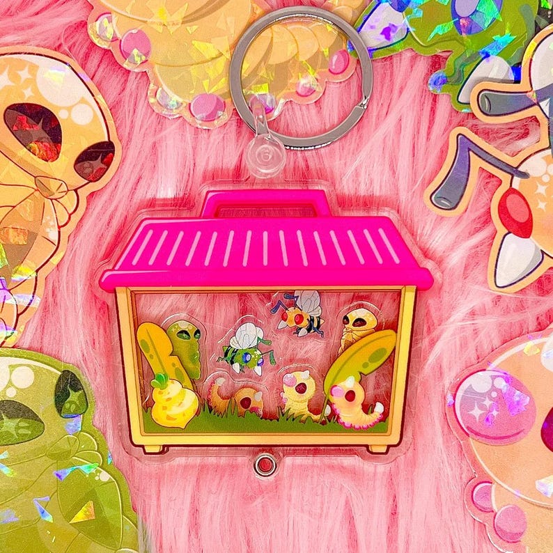 Bug Bee Drill Evolution Terrarium Shaker Keychain Openable Replaceable ...