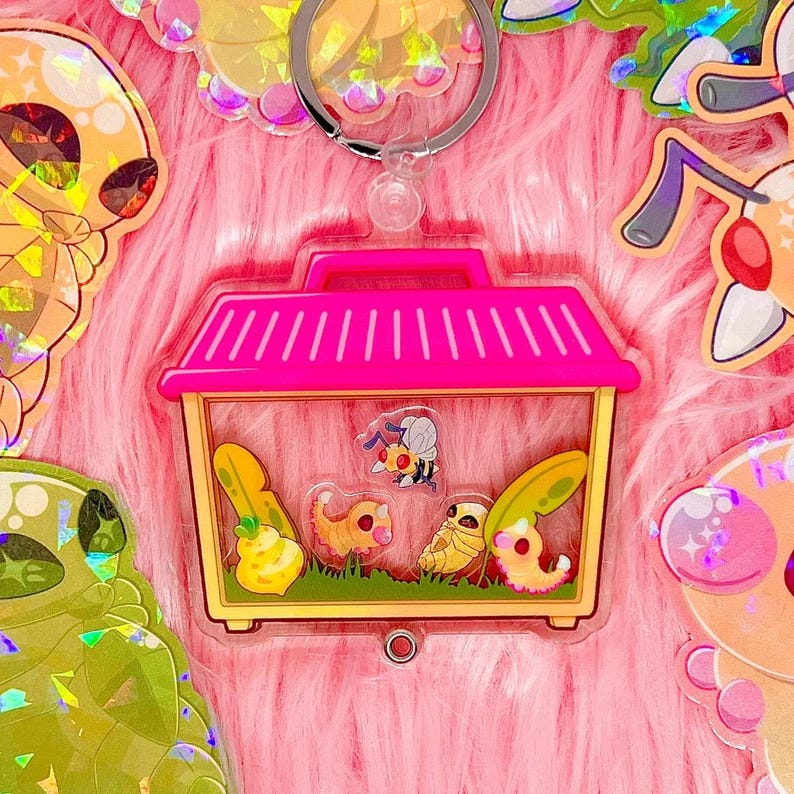 Bug Bee Drill Evolution Terrarium Shaker Keychain Openable Replaceable ...