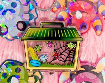 Bug Butterfly Evolution Terrarium Shaker Keychain Openable Replaceable ...