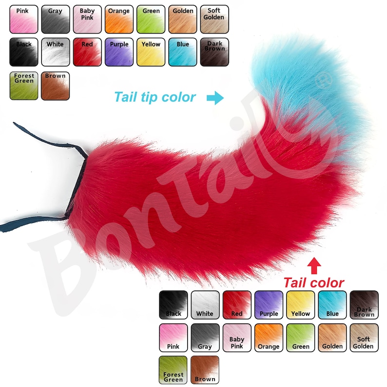 Pup Show Tail Sleeve – 24" Dual-color Fur Cover With Custom Tip for 20 ...