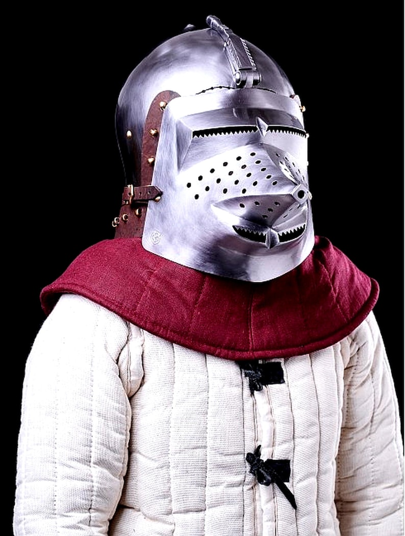 Medieval Hounskull Bascinet Helmet With Red Coif – 15th Century Knight ...
