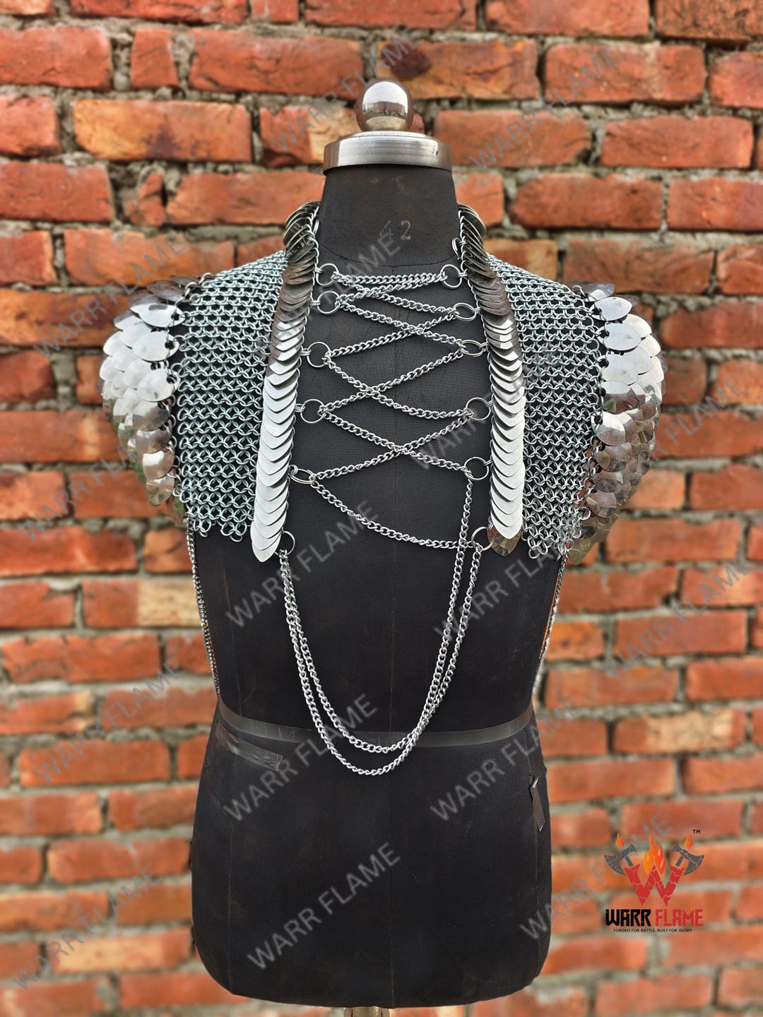 Women Handmade Chainmail Shoulder Armor: Viking LARP Cosplay Pauldrons ...
