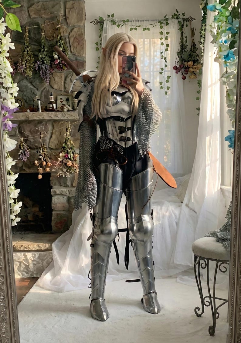 Women's Full Body Steel Plate LARP Armor Set With Chainmail - Etsy