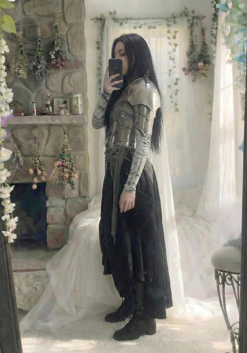 Female Knight Armor Set With Chainmail Fantasy Renaissance Cosplay ...