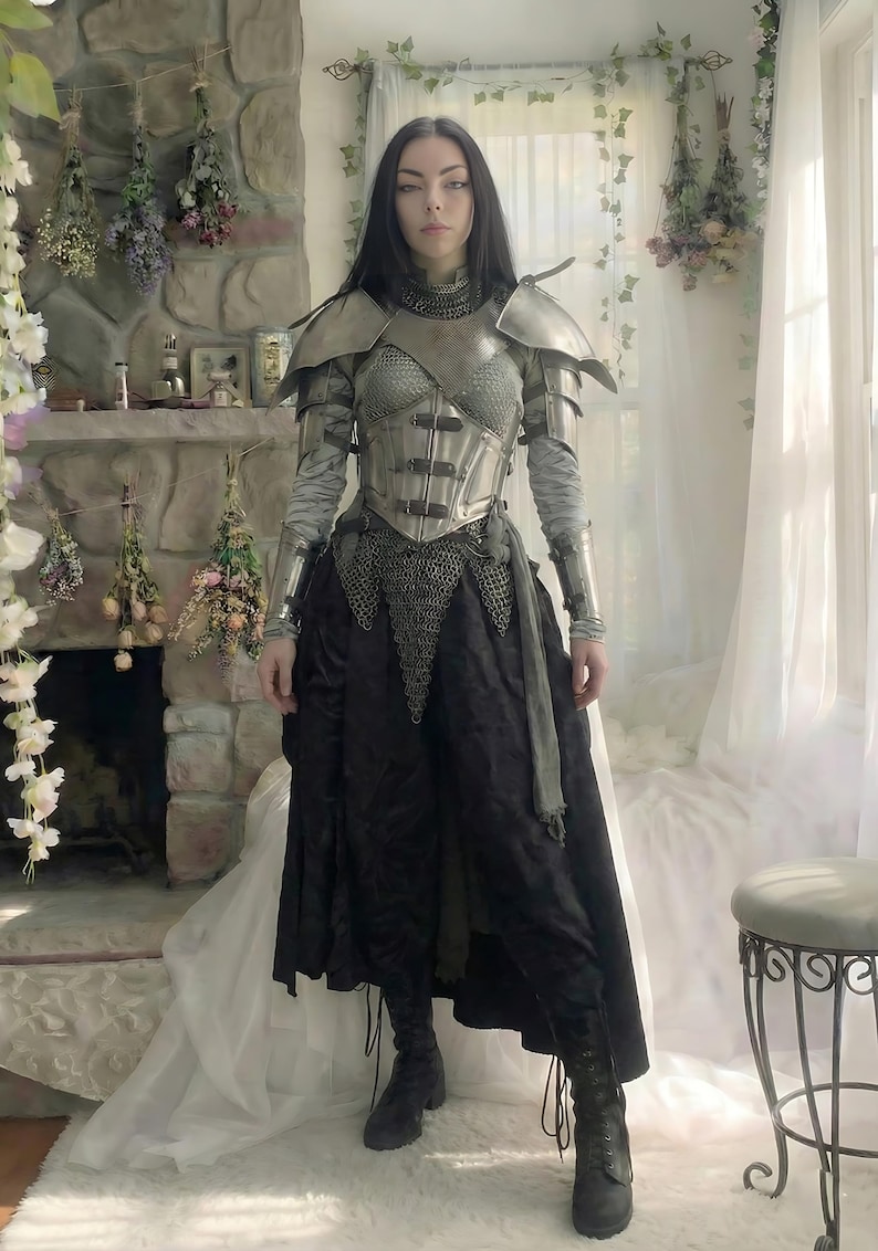Female Knight Armor Set With Chainmail Fantasy Renaissance Cosplay. - Etsy