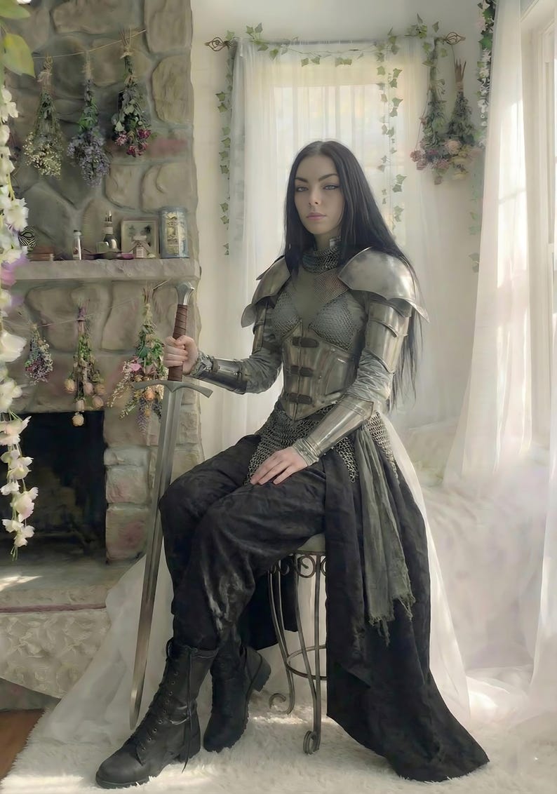 Female Knight Armor Set With Chainmail Fantasy Renaissance Cosplay. - Etsy