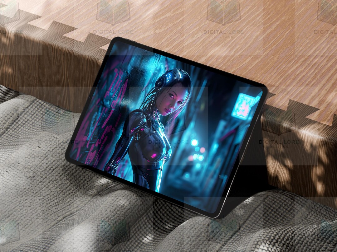 Cyborg Robot Woman Cyberpunk Synthwave Neon Graffiti Gamer Room Decor ...