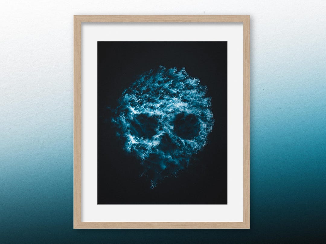 Deadly Waters – Ocean Skull Art Print, Abstract Drone Photography, Dark ...