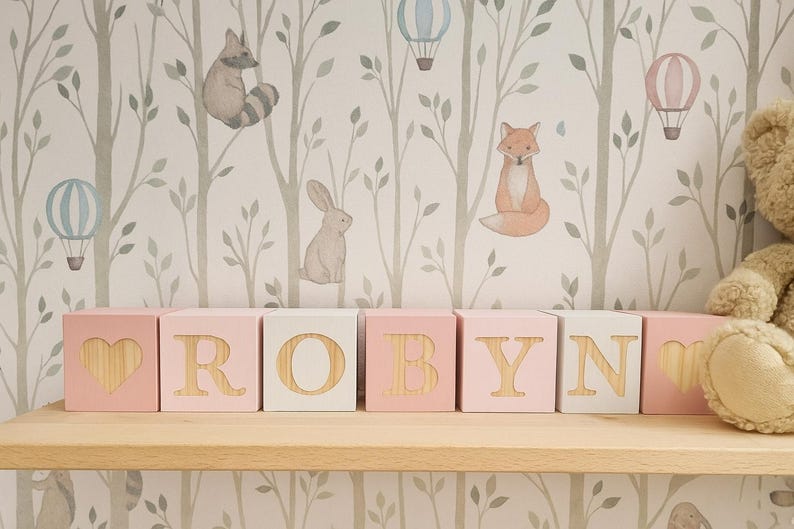 Personalised Wooden Name Word Blocks Price per Letter/ Nursery Decor ...