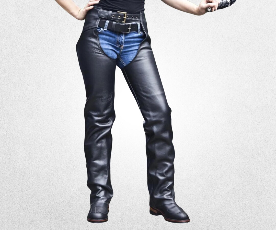 Women's Black Leather Motorcycle Chaps: Full-grain Biker Riding Gear - Etsy