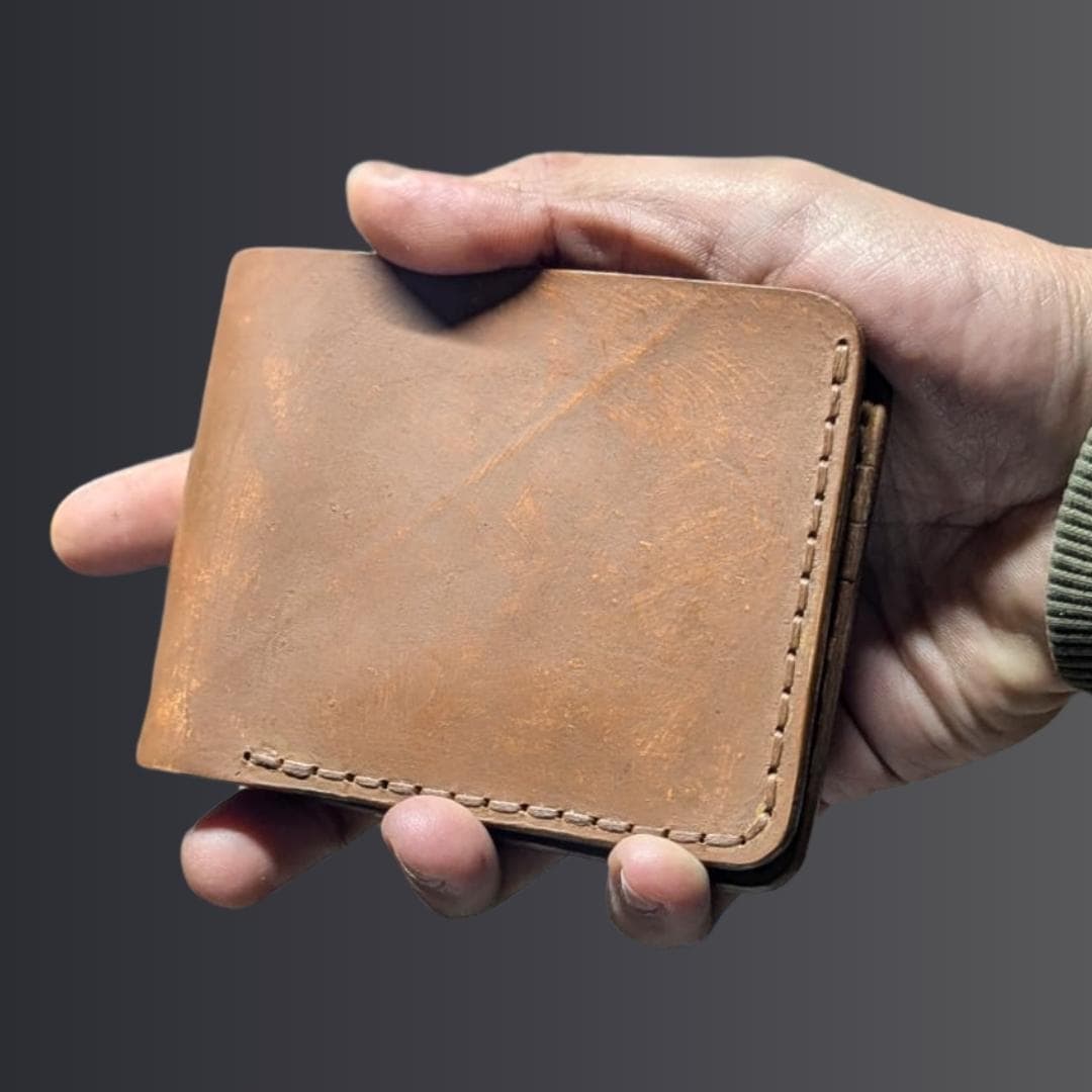 Handmade Veg Tan Leather Bi-fold Wallet | Slim Minimalist Design - Etsy
