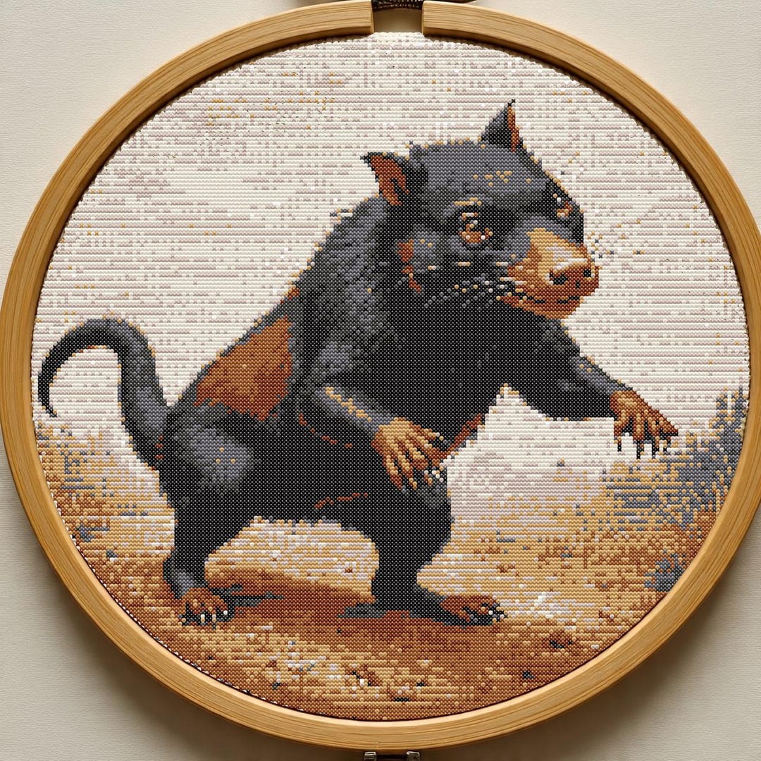 Tasmanian Devil Cross Stitch Pattern PDF, Beginner Australian Wildlife ...