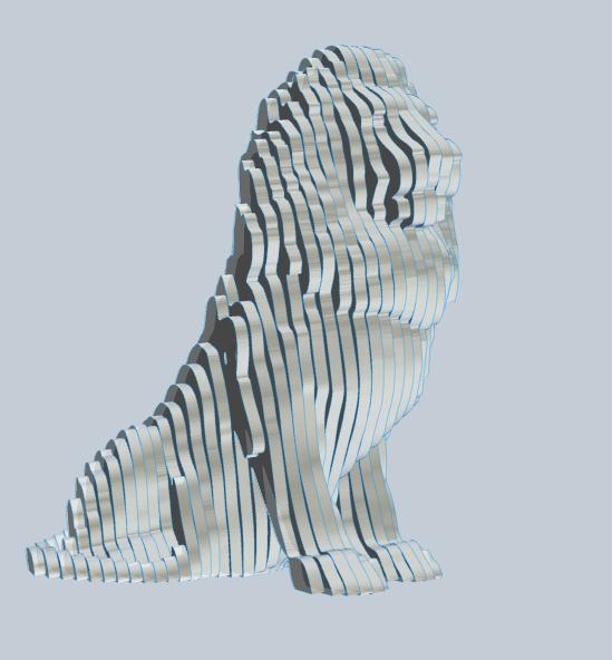 Lion Sculpture SVG Template Sliced Vector Cut File Parametric Lion ...