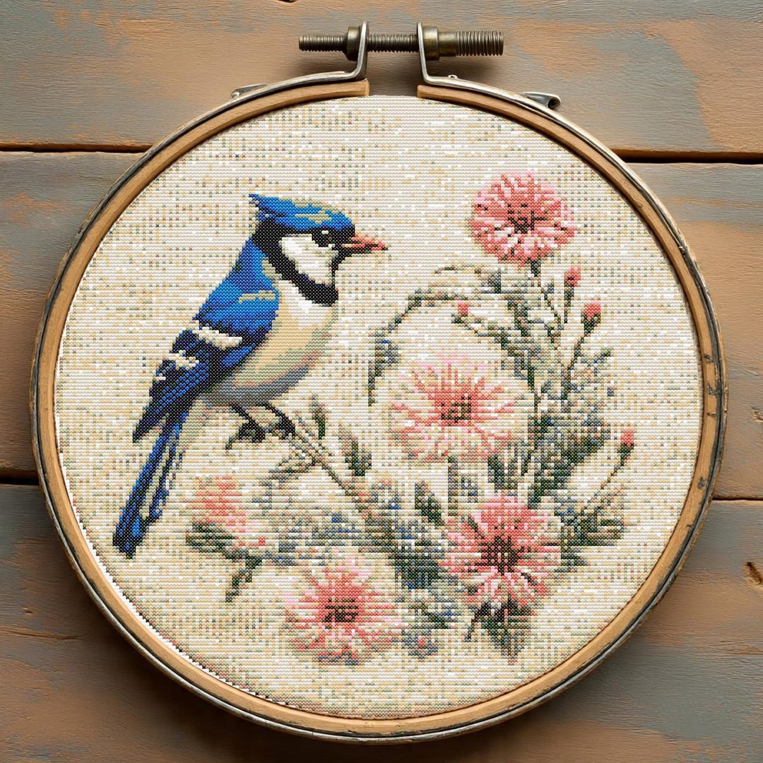 Blue Jay Cross Stitch Pattern PDF, Garden Bird Embroidery, Nature Lover ...