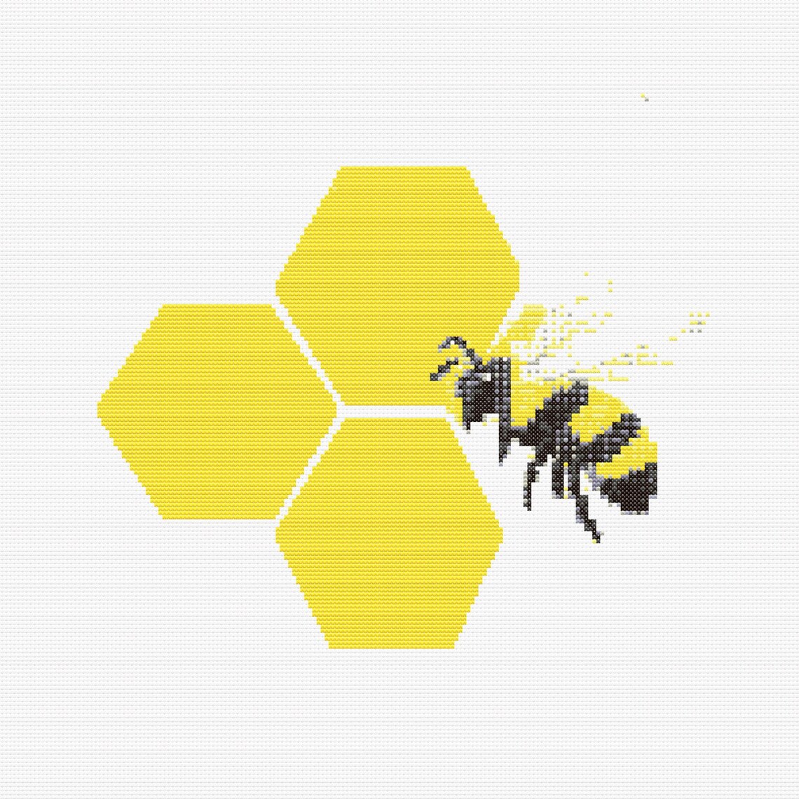 Honeycomb Bee Cross Stitch Pattern PDF, Modern Bee Embroidery Chart ...