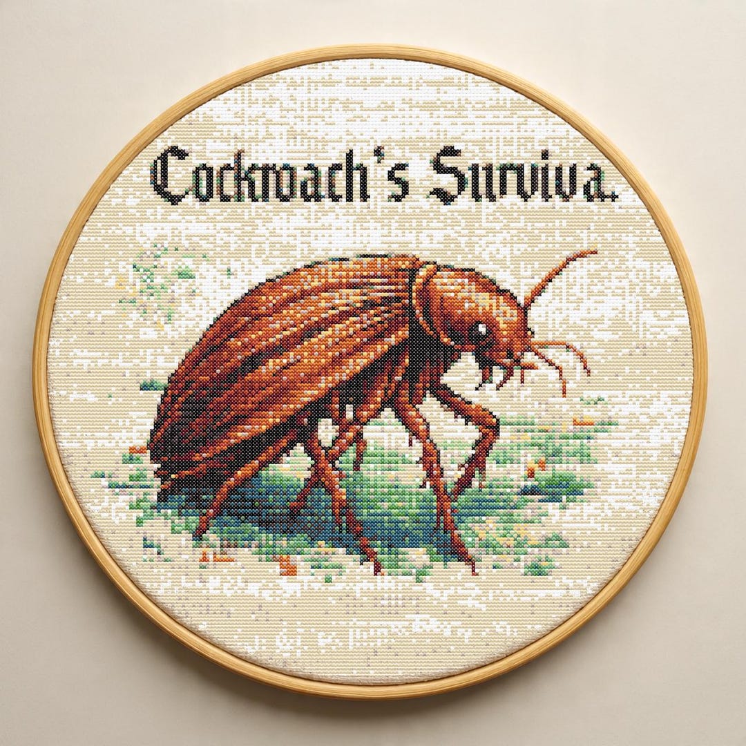 Cockroach Cross Stitch Pattern PDF, Urban Wildlife Embroidery ...