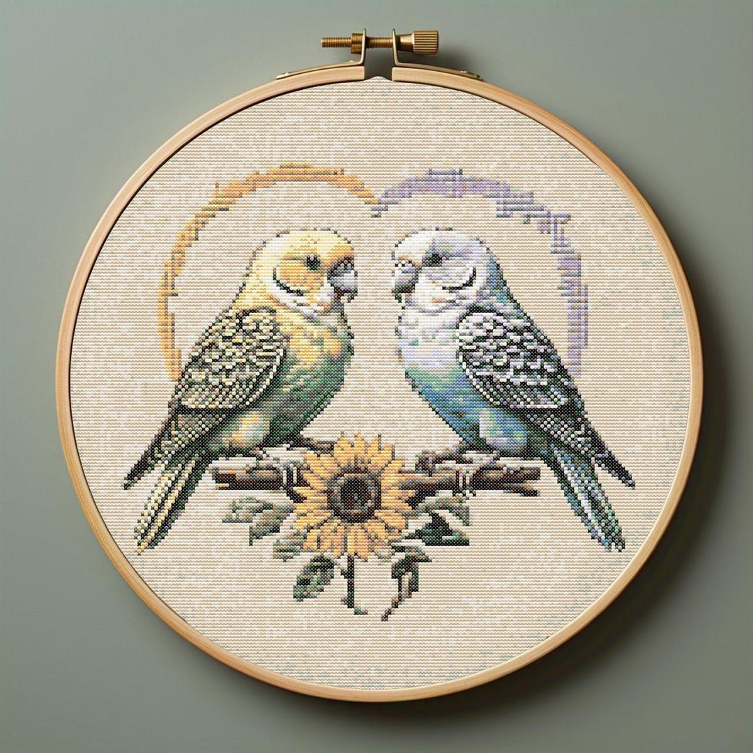 Love Birds Cross Stitch Pattern, Bird Spring Mini Modern X-stitch ...