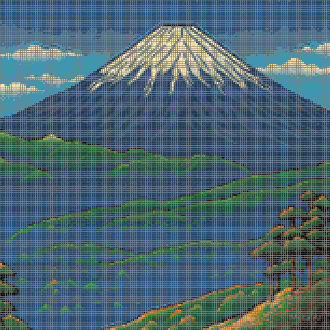 Mount Fuji Cross Stitch Pattern , Japanese Landscape Cross Stitch PDF ...