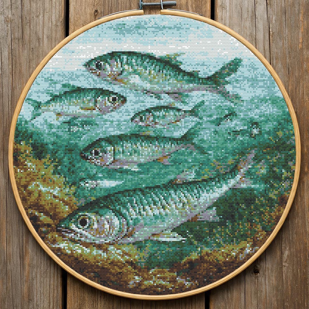 Sardine Cross Stitch Pattern PDF, Ocean Embroidery, Fish Counted Cross ...