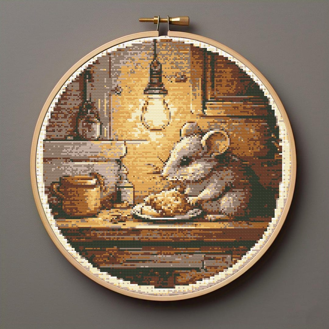 Mouse Cross Stitch Pattern,midnight Snack Cross Stitch Pattern, Cozy ...