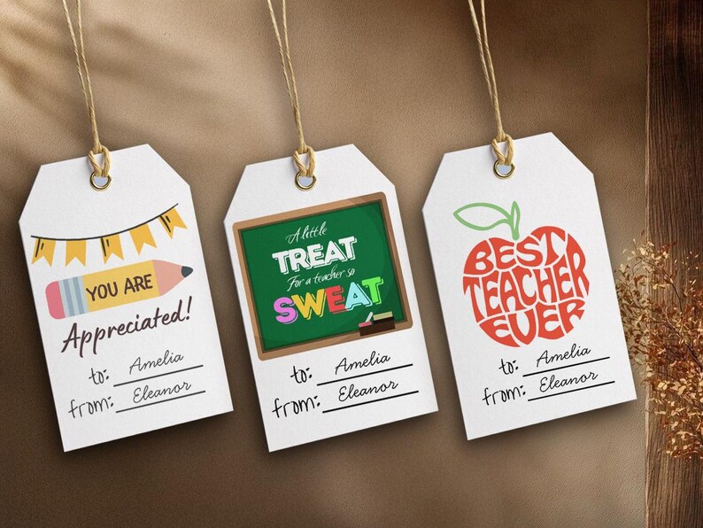 Teacher Appreciation Gift Tags: Printable Thank You Cards (canva ...