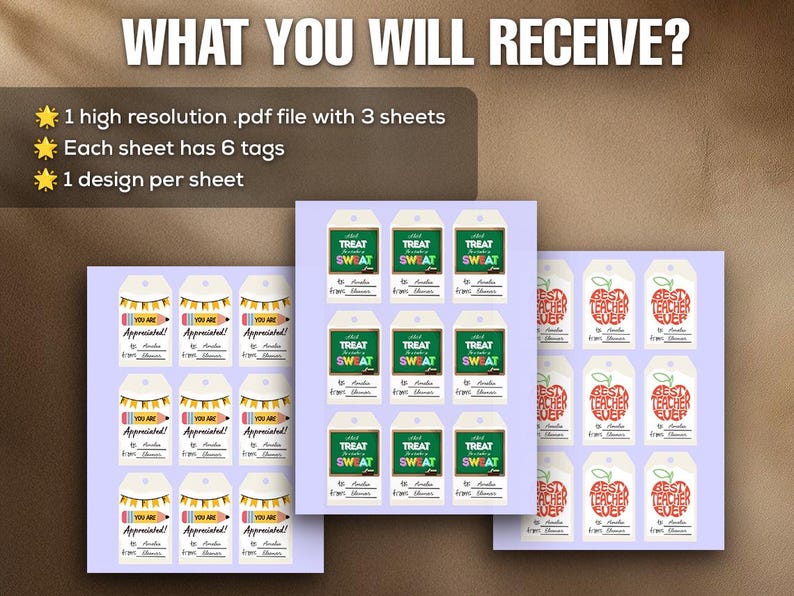 Teacher Appreciation Gift Tags: Printable Thank You Cards (canva ...