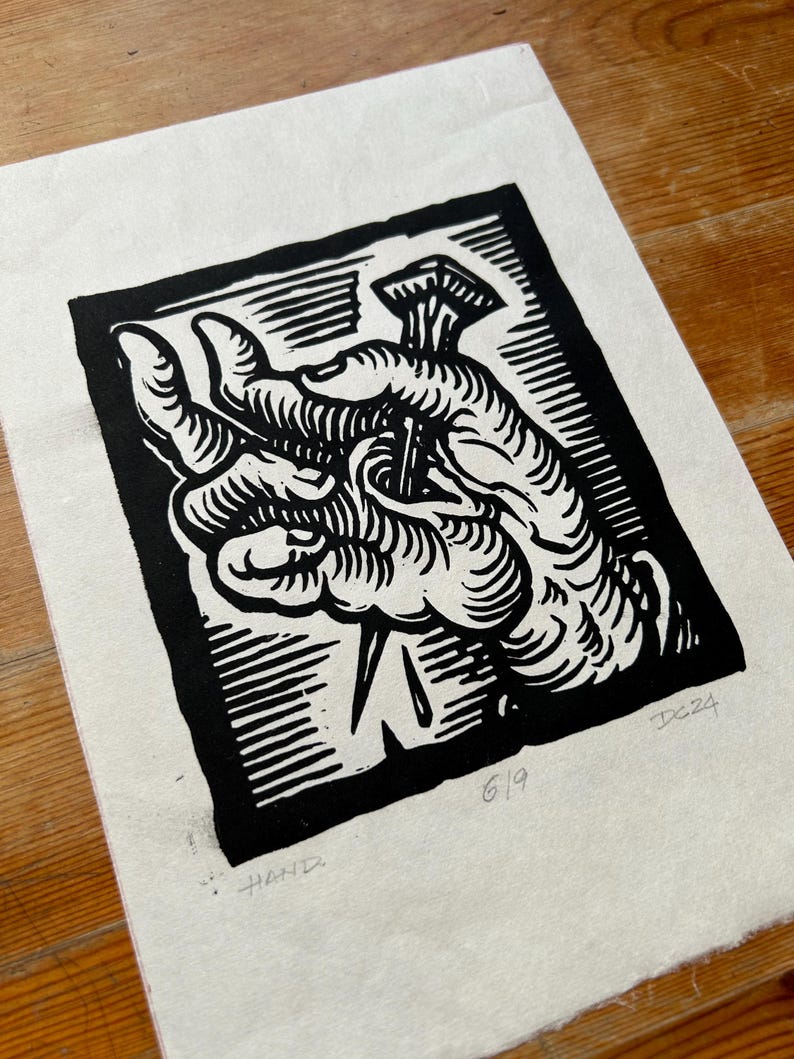 Hand Pierced Linocut Print: Handmade Japanese Paper Art - Etsy