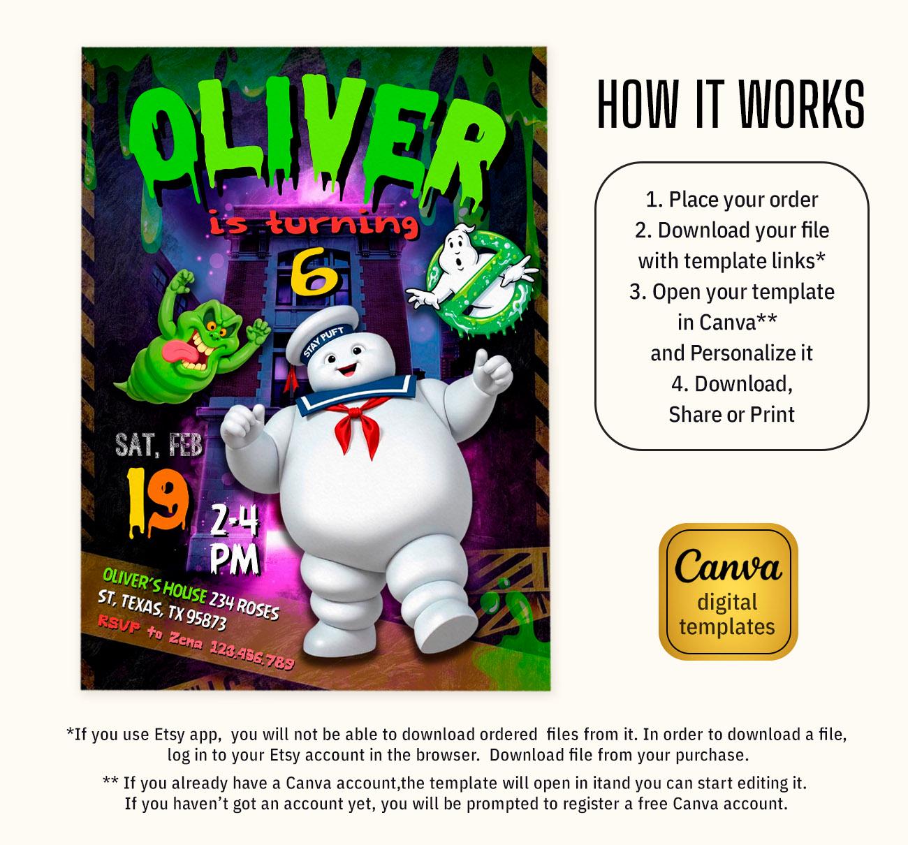 Ghostbusters Birthday Invitation, Printable Editable Invite, Frozen ...