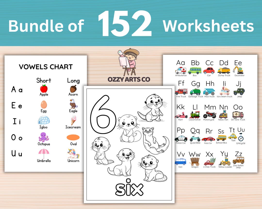 Kids Preschool Activity Bundle, Color Matching Jars, Vowels, Alphabet ...