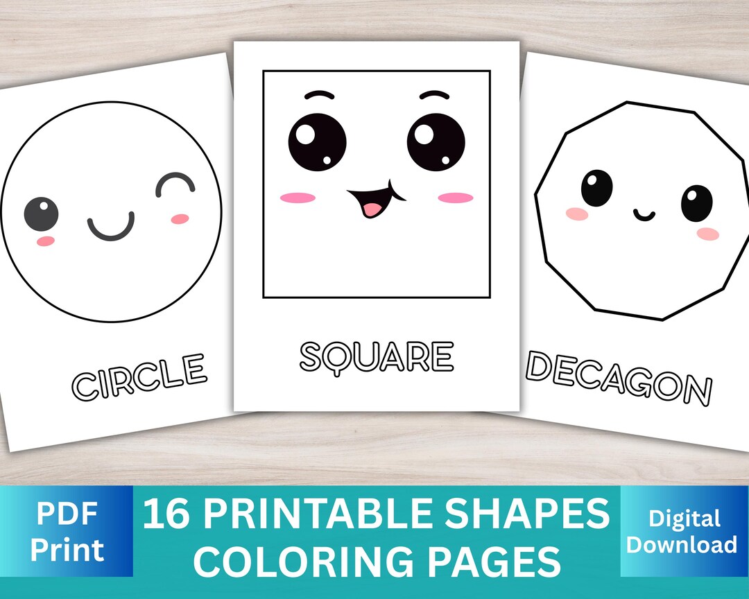 Shapes Coloring Pages, 16 Worksheets for Kids, Preschool, Kindergarten ...
