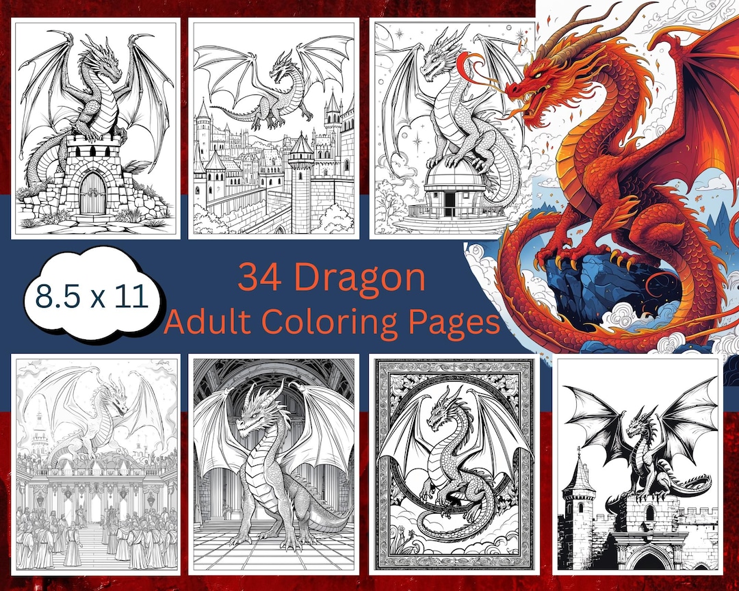34 Dragon Coloring Pages PDF, Fantasy Coloring, Inspiring Adult ...