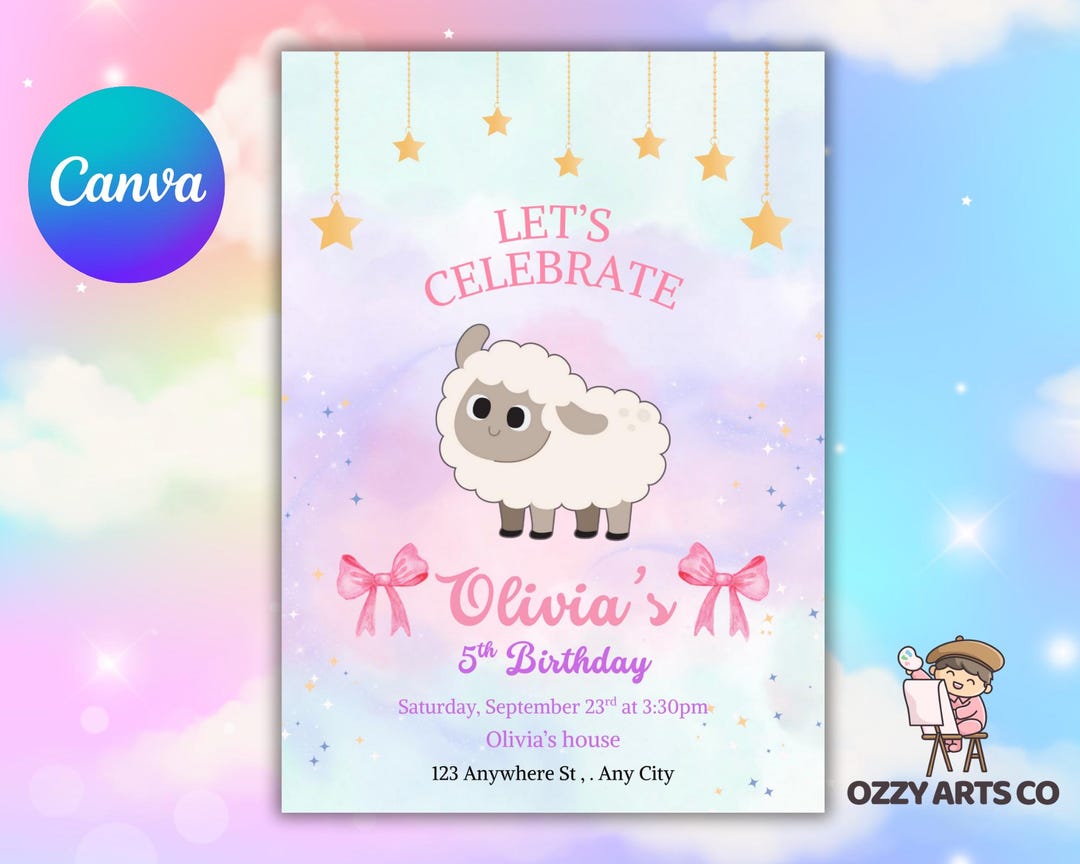 Editable Sheep Farm Birthday Party Invitation, Animal Party Invite ...