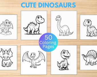 50 Dinosaur Coloring Pages for Kids: Fun Dino Outlines (digital ...
