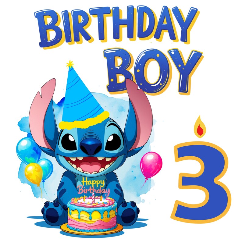 Stitch Birthday Boy Bundle PNG, Stitch Clipart, Transparent Background ...