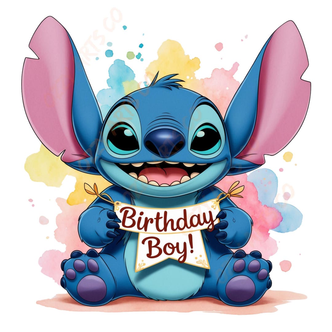 Stitch Birthday Boy Banner PNG: Transparent Clipart (digital Download ...