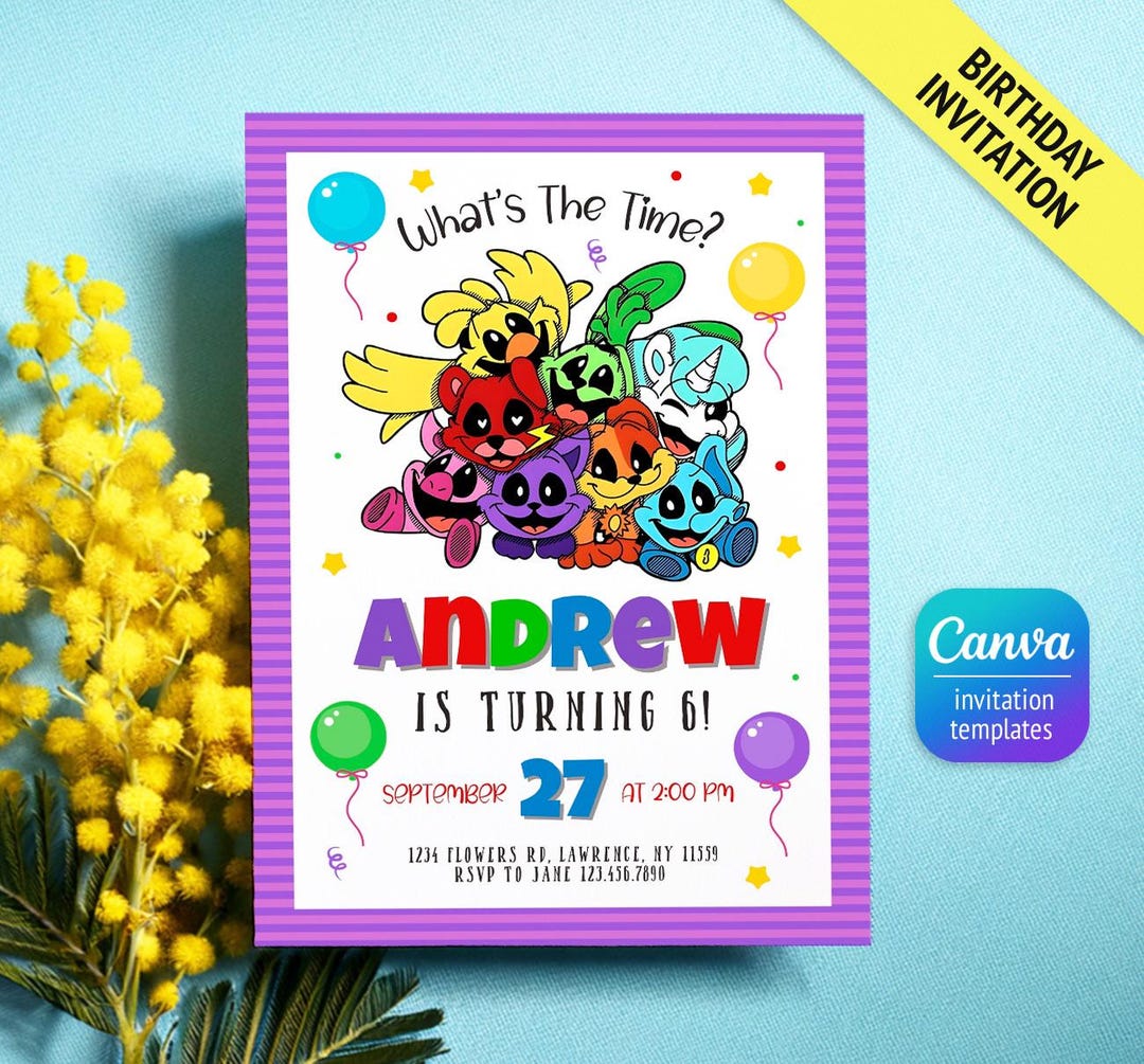 Printable Smiling Critters Invitation, Smiling Critters Party, Editable ...