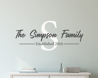 Personalized Family Name Wall Decal - Custom Family Name Vinyl Wall ...