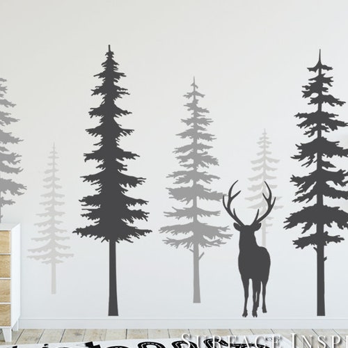 Fir Trees Decals Forest Stripe Vinyl Decal Pine Tree Wall - Etsy