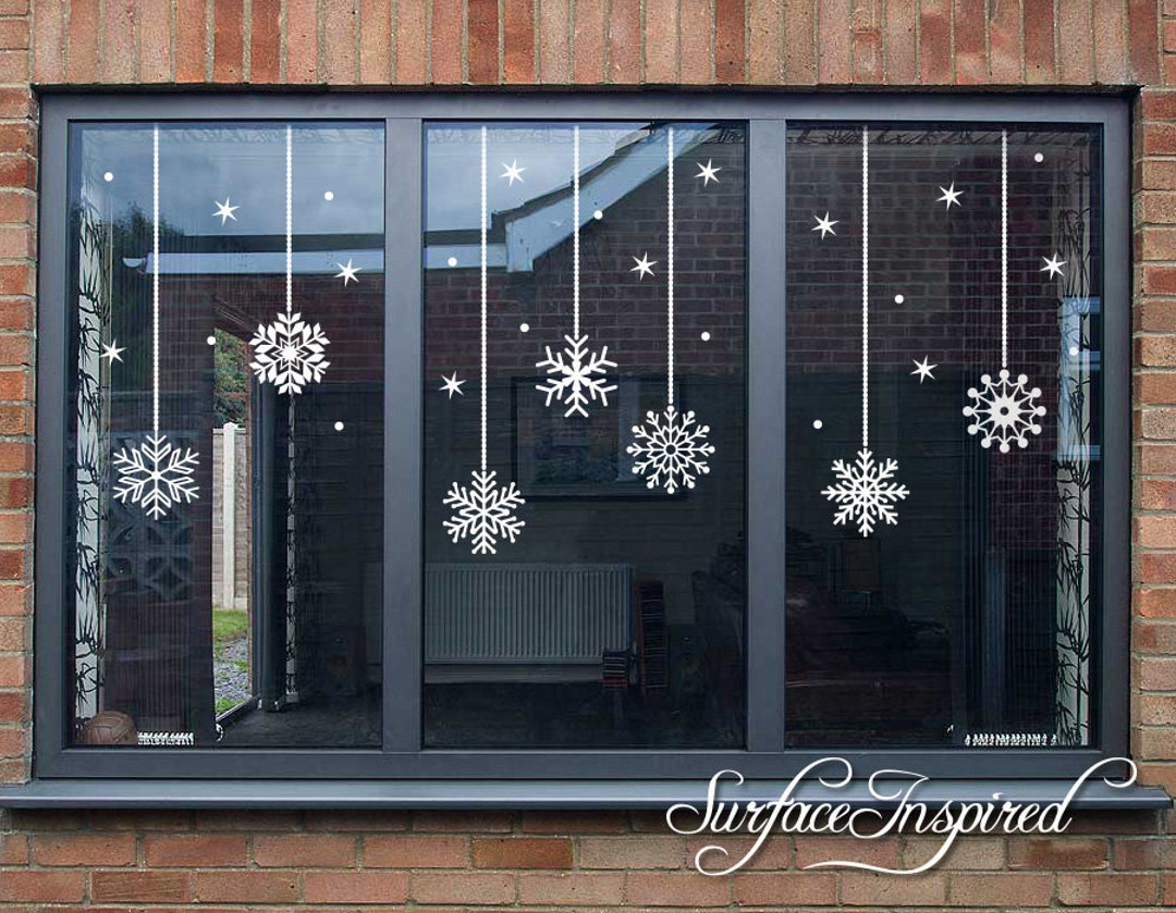 Snowflake Christmas Window Wall Decals, Christmas Decor, Decals, Decal ...
