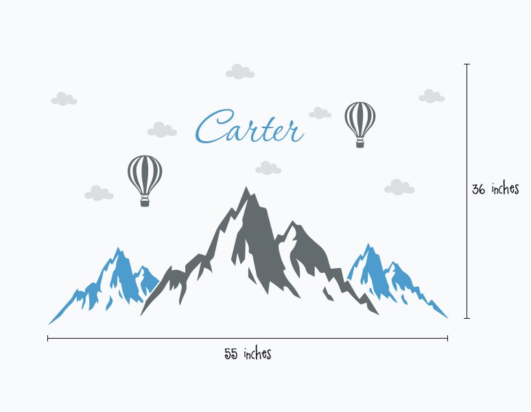 Wall Decals Personalized Name Mountains Hot Air Balloons Wall - Etsy Canada