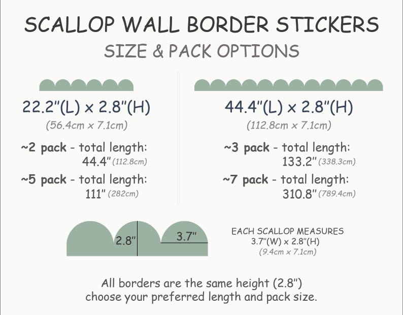 Scallop Wall Border Decal - Removable Wall Stickers for Nursery, Kids ...