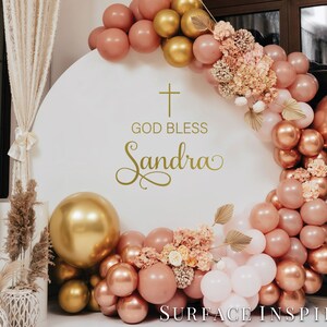 Personalized God Bless Baptism Decal - Custom Baptism Party Backdrop ...