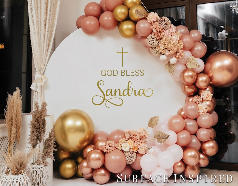 Personalized God Bless Baptism Decal - Custom Baptism Party Backdrop ...