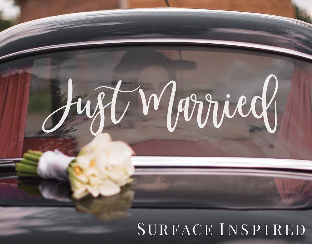 Just Married Wedding Car Decal - Wedding Sign Decal - Wedding Decor ...