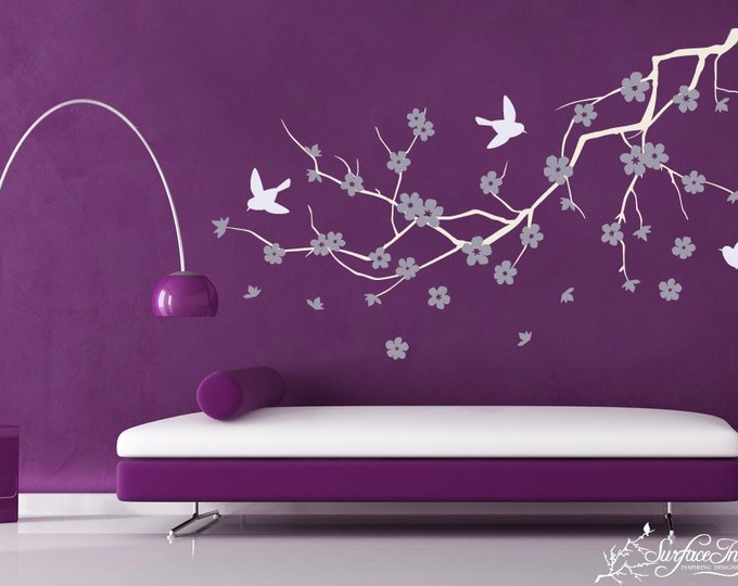 Vinyl Wall Art Decal Purple Cherry Blossom Design SPRING - Etsy
