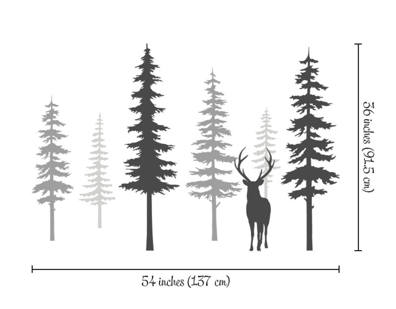 Wall Decals Nursery Trees Pine Tree Wall Decals With Large - Etsy