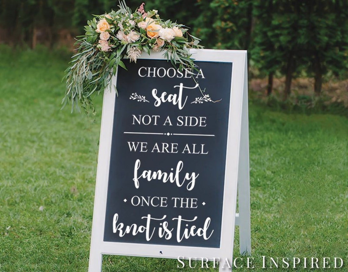 Choose a Seat Not a Side Wedding Decor Sign Chalkboard Decals Wedding ...