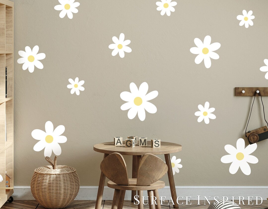 Daisy Flower Wall Decal - Set of 11 Flowers - Flower Wall Stickers ...
